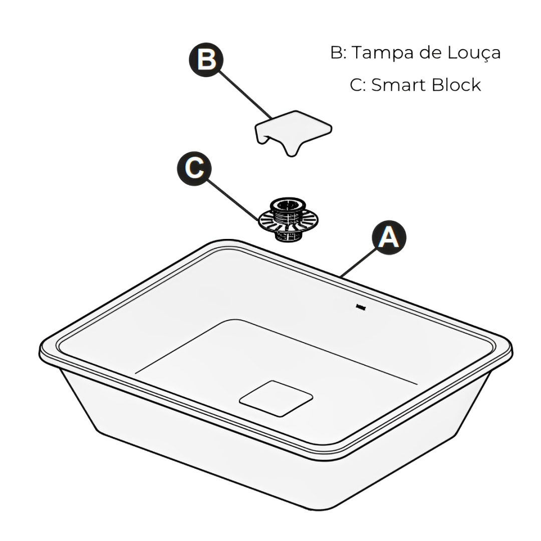 Cuba Retangular de Embutir 50cm em Louça Sanitária Branco Slim para ...